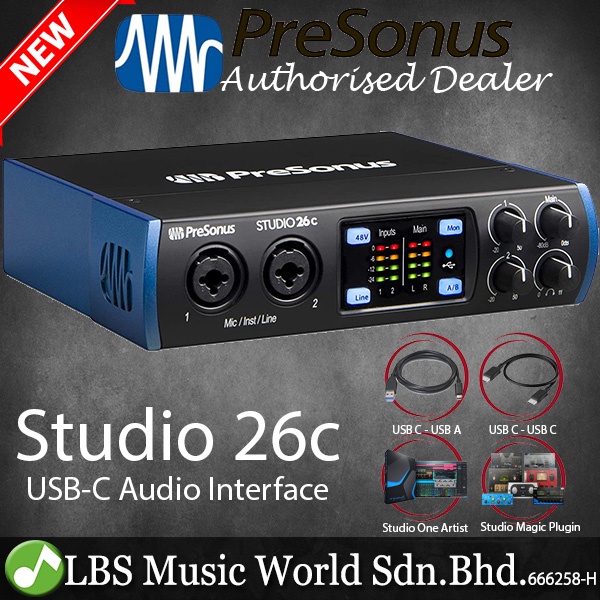 Presonus Studio 26c USB C 2X4 Audio Interface with Studio One Artist ...