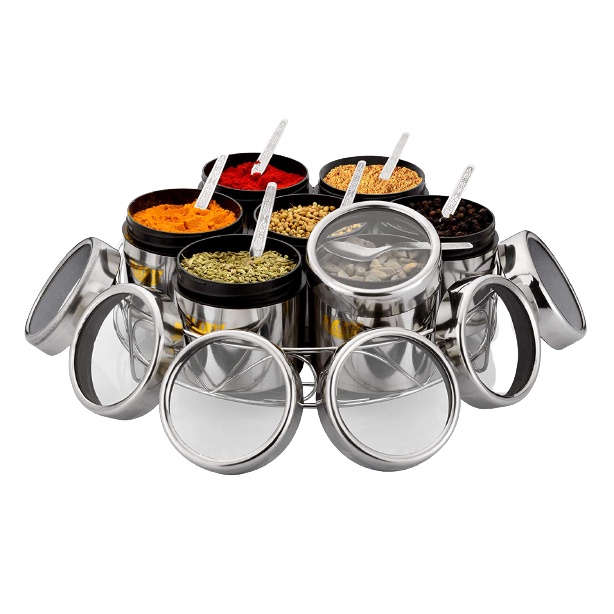 7 In 1 Multipurpose Stainless Steel Masala Dabba Canister Wire Stand ...