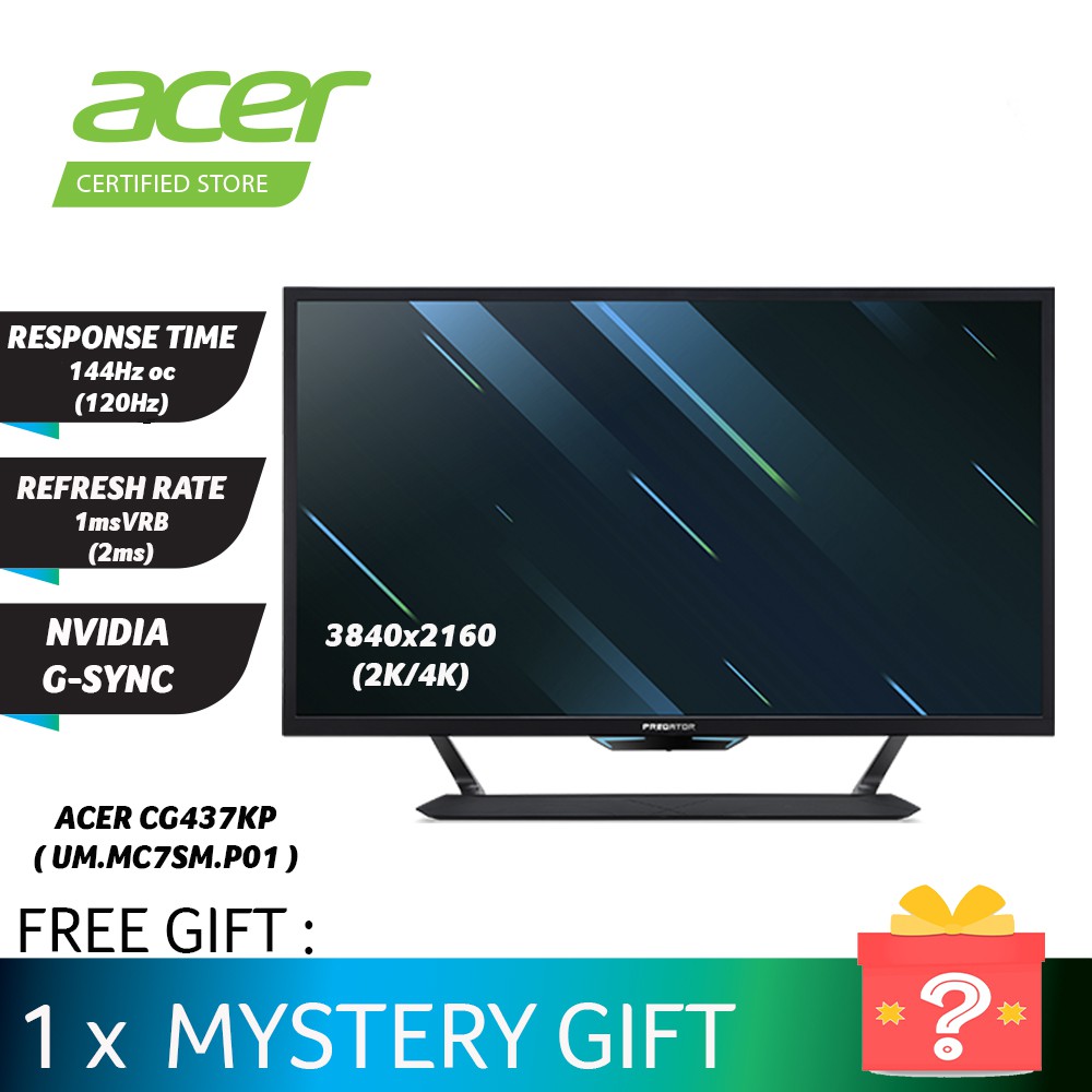 Acer predator cg437kp 43" uhd 144hz 1ms nvdia g-sync hdr100 gaming ...