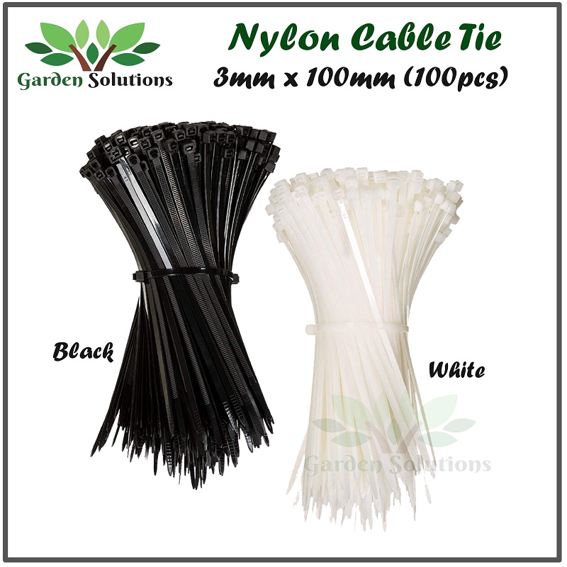 100pcs Cable Tie Pengikat Nylon Wire 100mm (BLACK/WHITE) (4") Cable ...