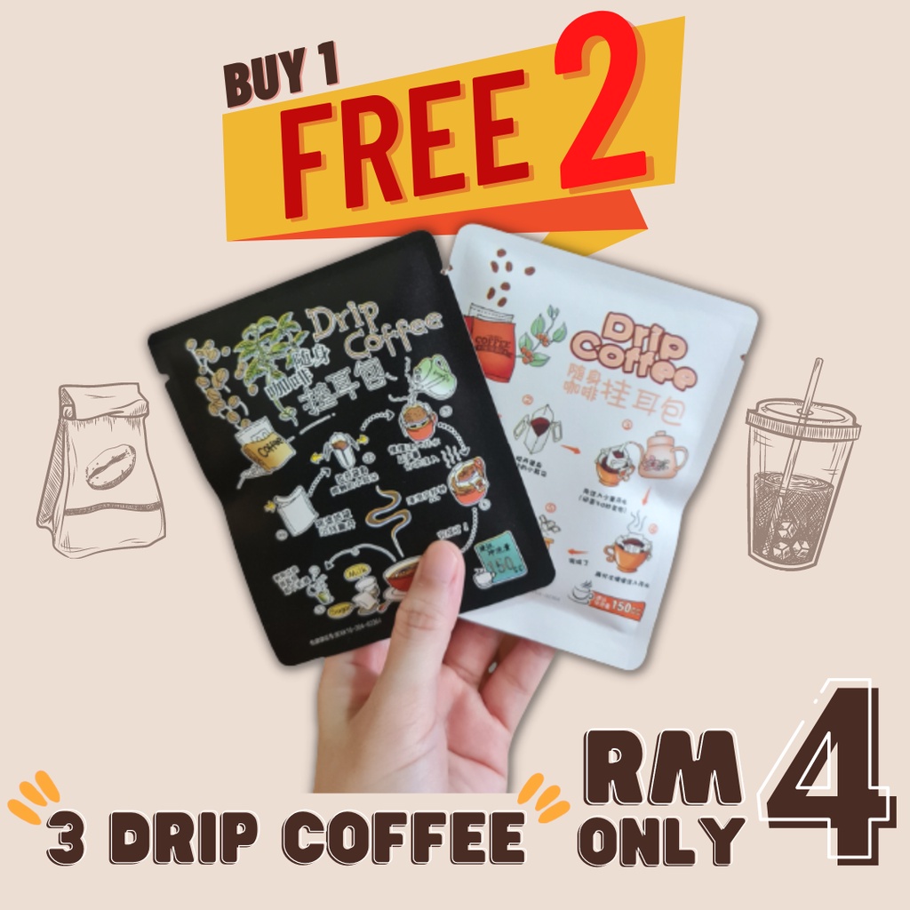 BUY 1 FREE 2 x3 Drip Coffee Arabica Coffee Medium Freshly Roasted ...