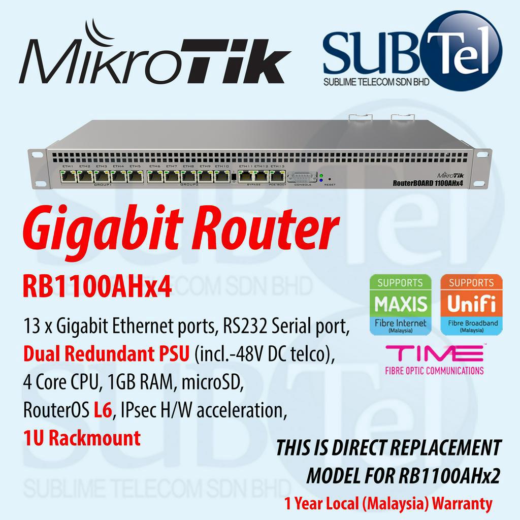 Mikrotik RB1100x4 Gigabit Router 13 port Quad Core RouterOS VPN IPSec ...