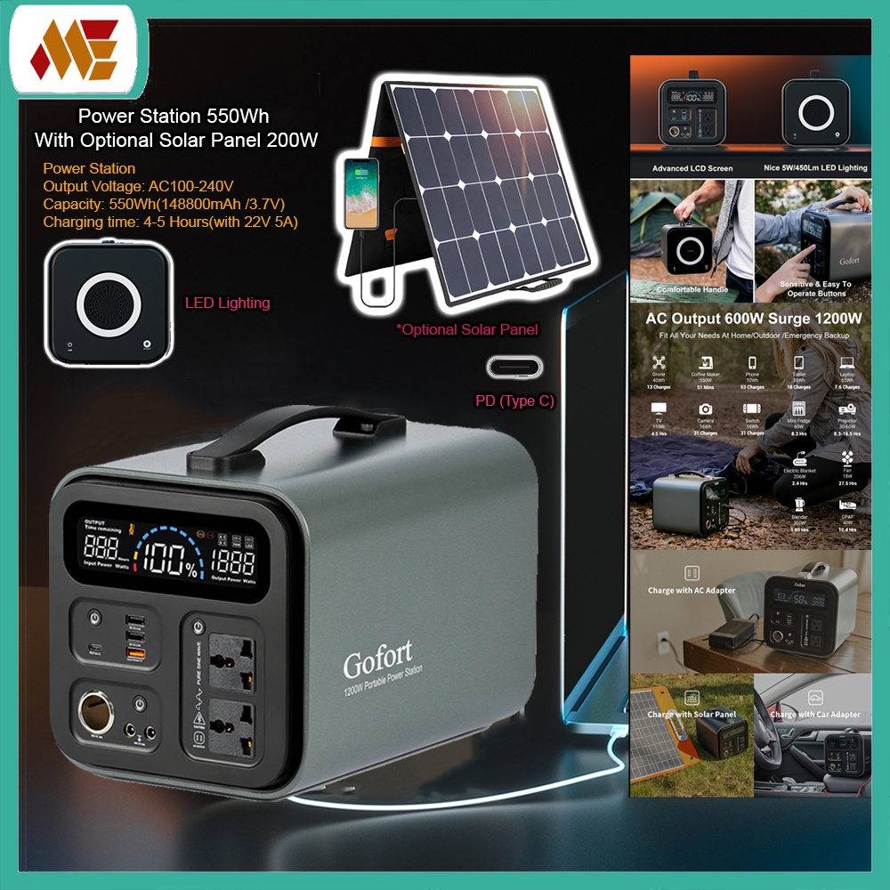 LED Lighting Power Station 550Wh With Optional Solar Panel 200W for ...