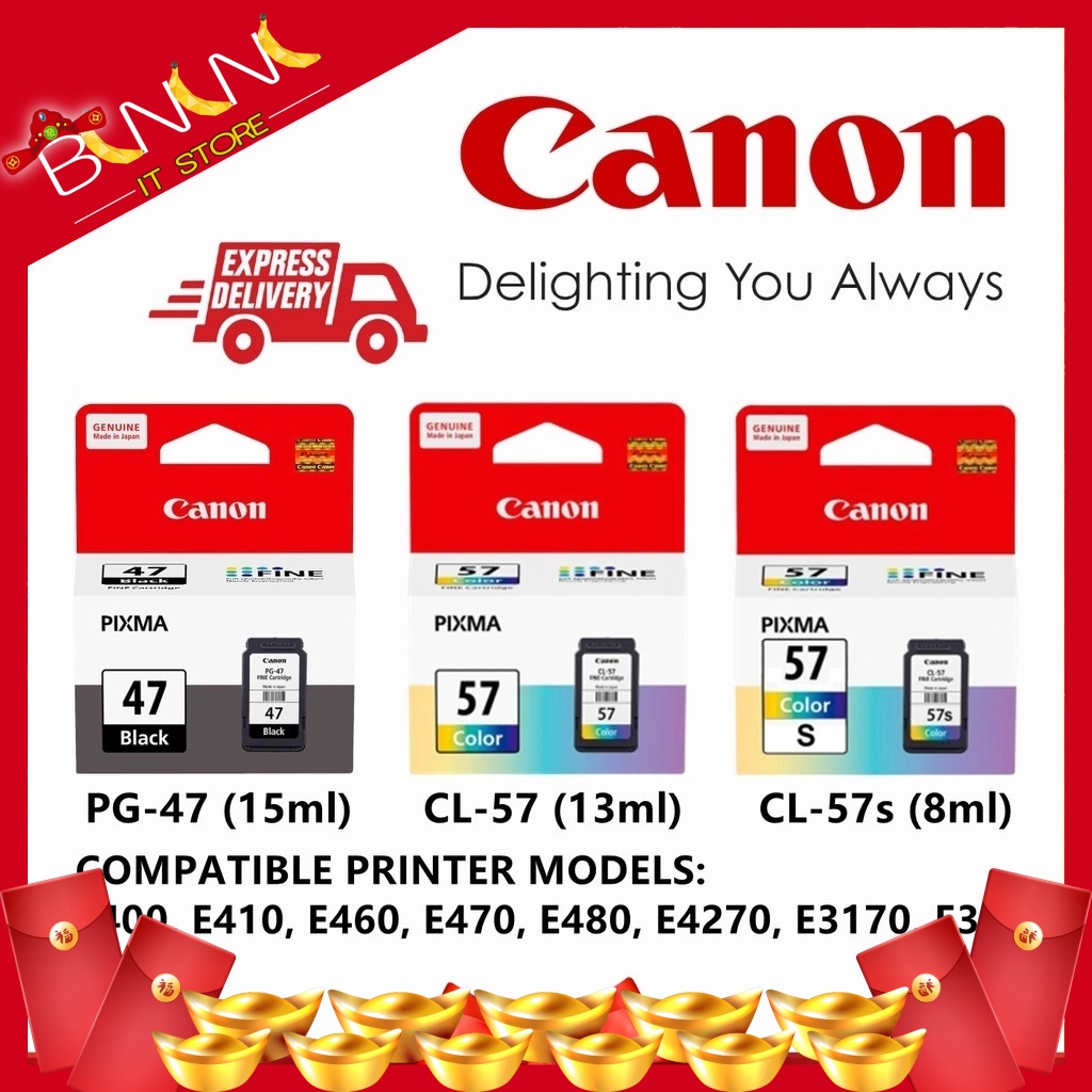 CANON PG-47 BLACK CL-57 COLOR CL-57S COLOR E400/410/460/470/E480 [100% ...