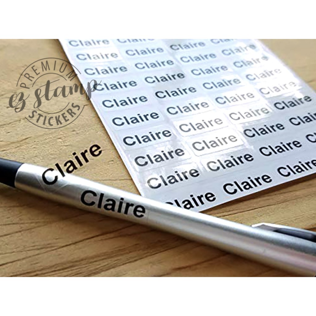 Personalized/ Custom Made Transparent Name Sticker (Waterproof ...