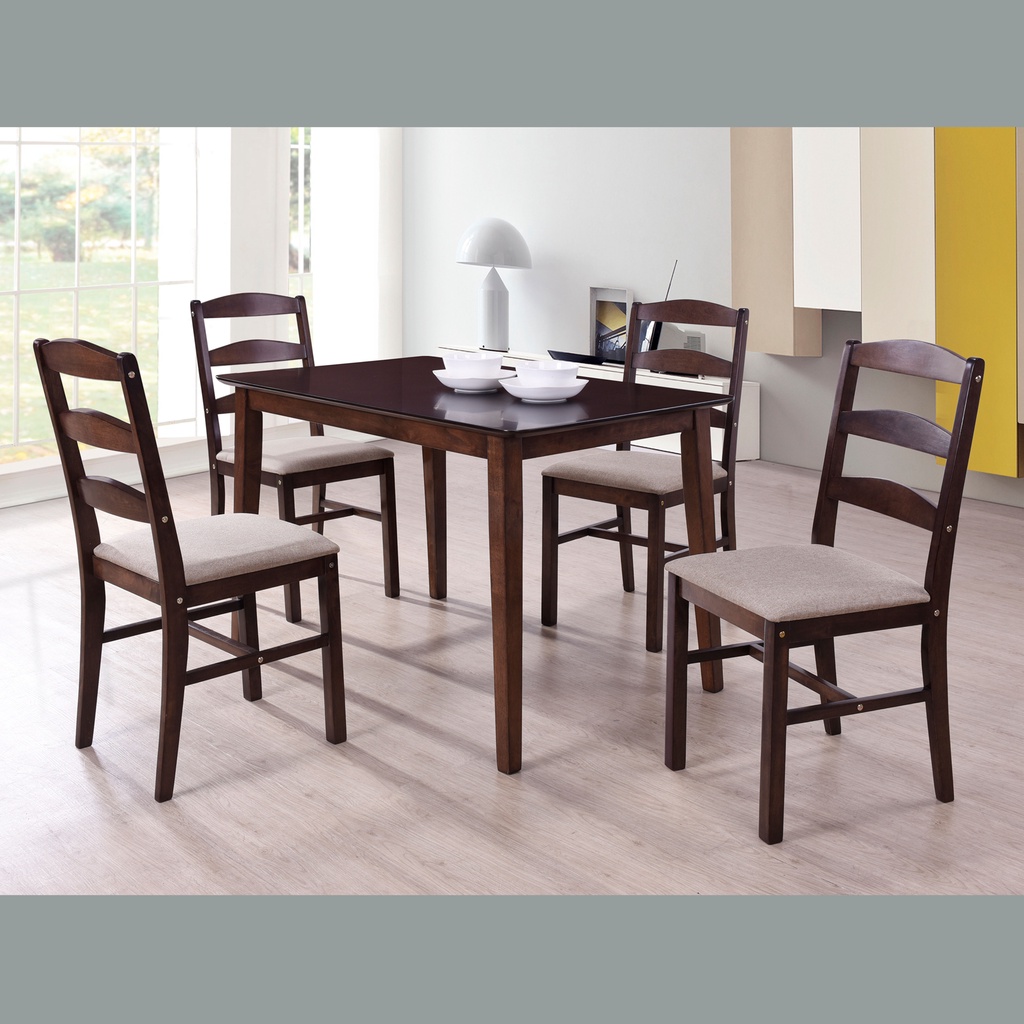NERVA WOODEN DINING SET (1 TABLE + 4 CHAIRS) | Shopee Malaysia