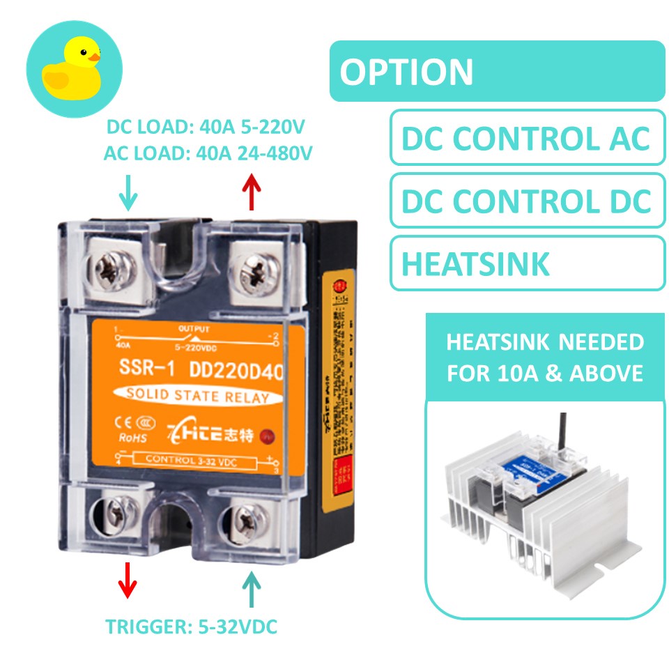 SSR-1 40A Single Phase SSR Solid State Relay With Heat Sink DD220D40 D4840 | Shopee Malaysia