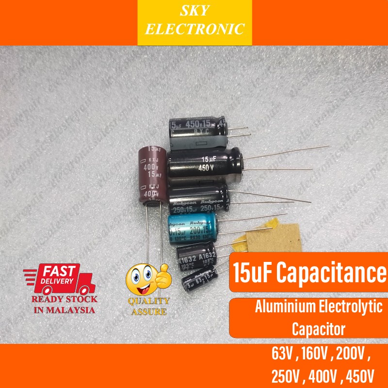 15uF Aluminum Electrolytic Capacitor 63v 160v 200v 250v 400v 450v ...
