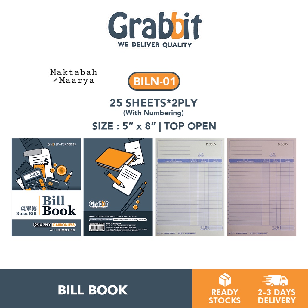 Hulu Resit Invoice | 2ply Bill Book Invoice Receipt Cash Book with ...