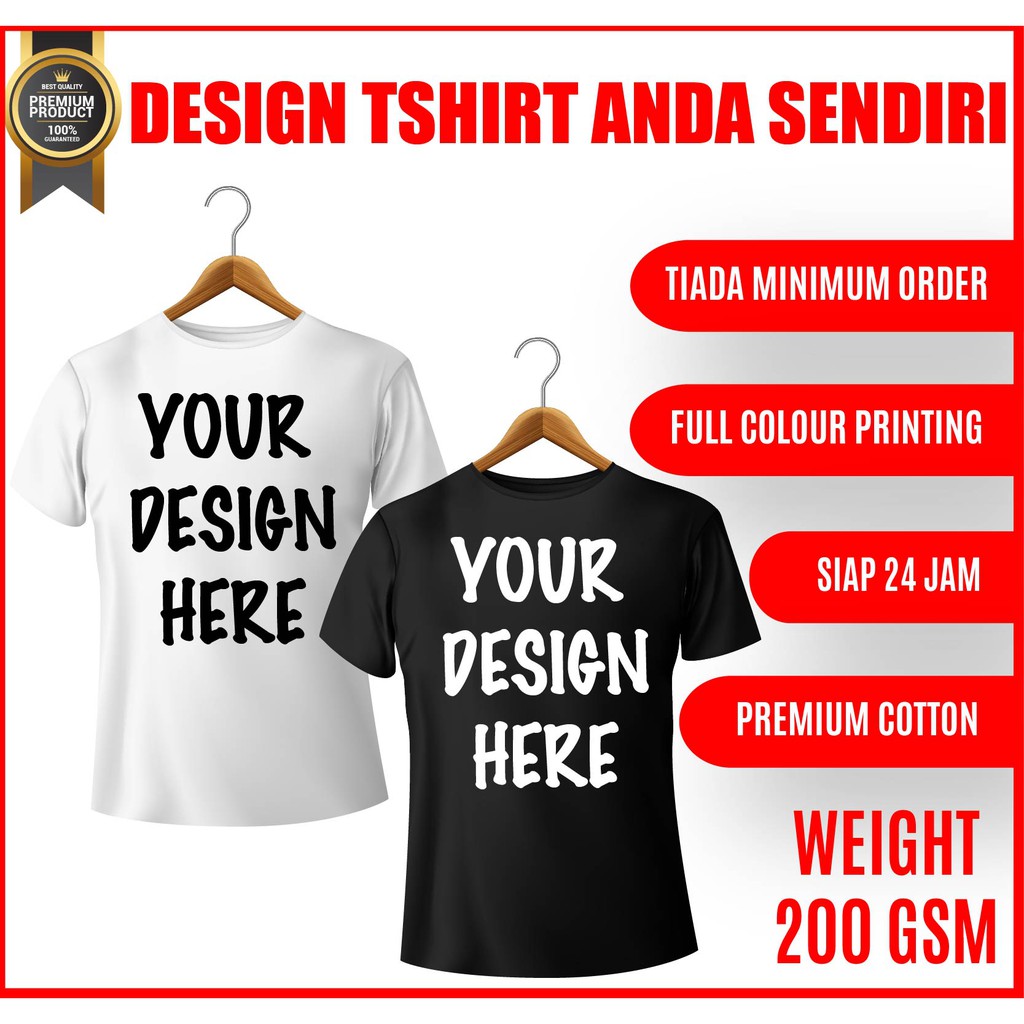 Custom Design Tshirt Printing | Tshirt Graphic Tee Cotton | Cetak Baju ...