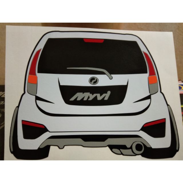 Stiker Kereta. STIKER Kereta Perodua Myvi Putih | Shopee Malaysia