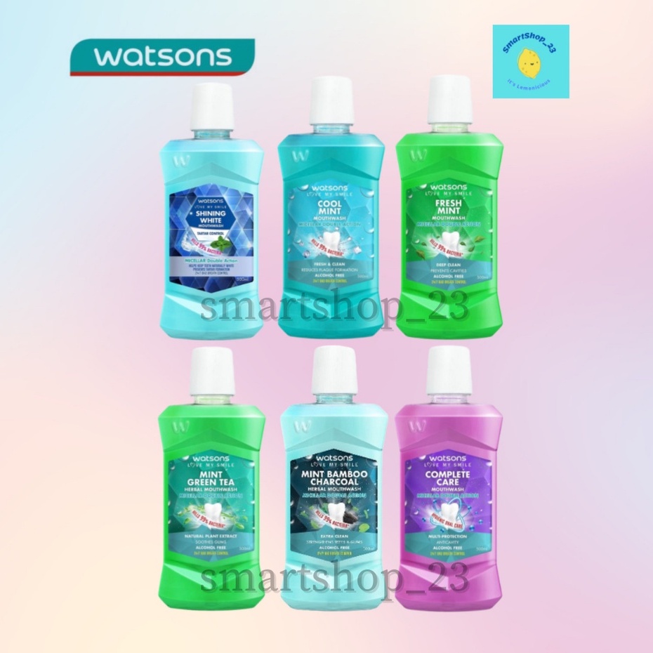 Watsons Mouthwash 500ML Cool Mint / Fresh Mint / Mint Green Tea / 10 in ...