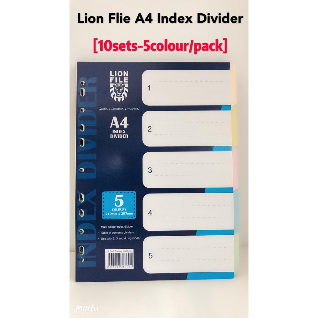 Lion File A4 Index Divider 5 Colours | Shopee Malaysia