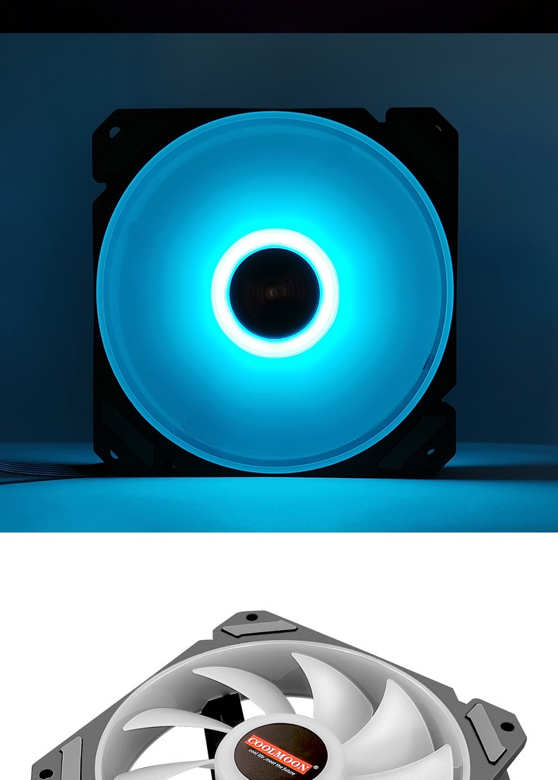 COOLMOON 120mm PWM ARGB PC Case Fan Quiet 4 Pin Addressable RGB Cooling ...