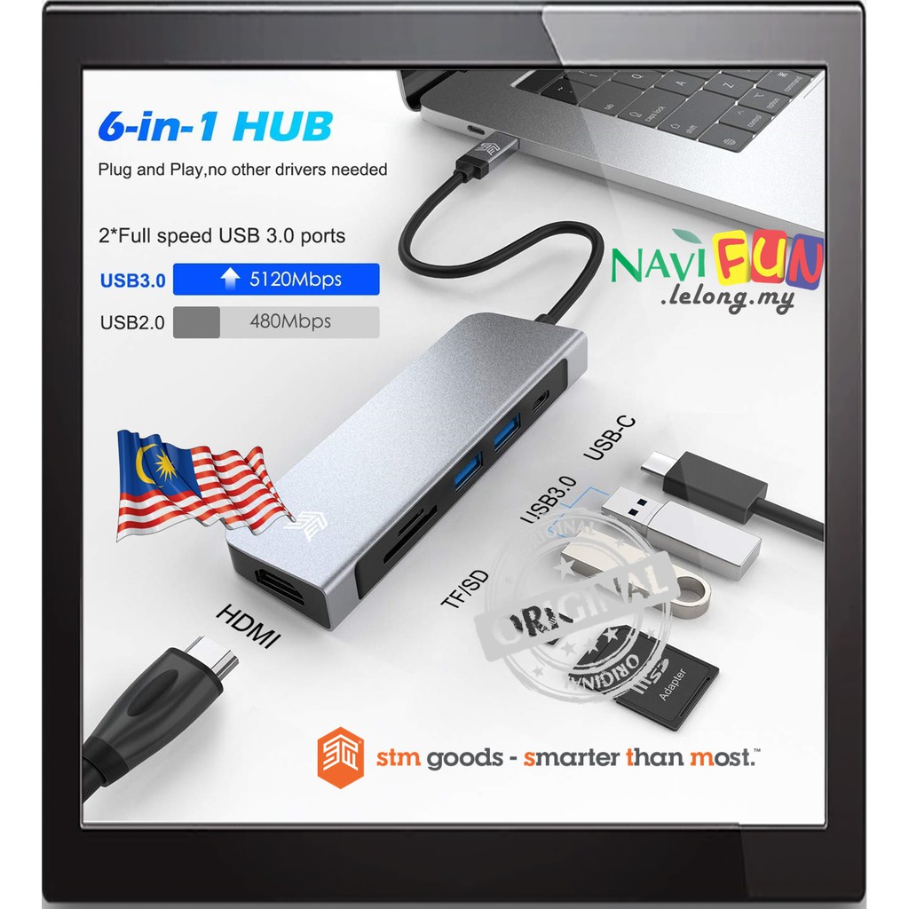 [Multiple Ports Hub] 6-in-1 Stm (Ori) Media HUB USB-C - Multiple Ports ...