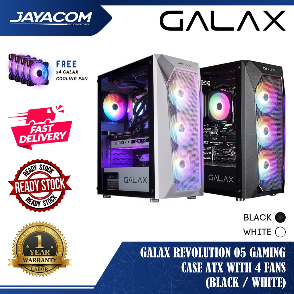 GALAX Revolution 05 (REV-05) Gaming Case ATX With 4 Fan (Black / White ...