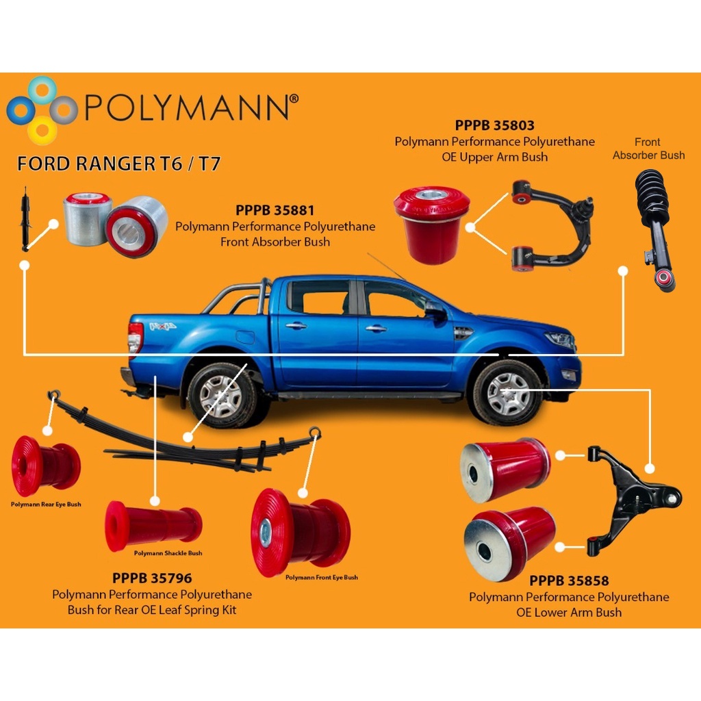 POLYMANN FORD RANGER T6 T7 2011 - 2019 Front Lower Arm & Upper Arm ...