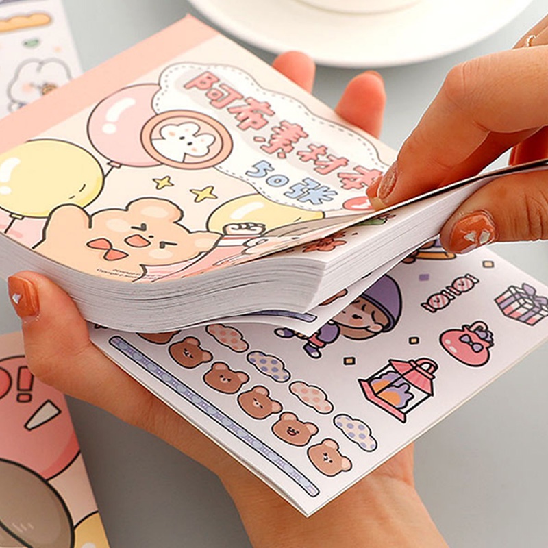 50 Sheets Cute Cartoon Patterns Washi Stickers Handbook Student ...