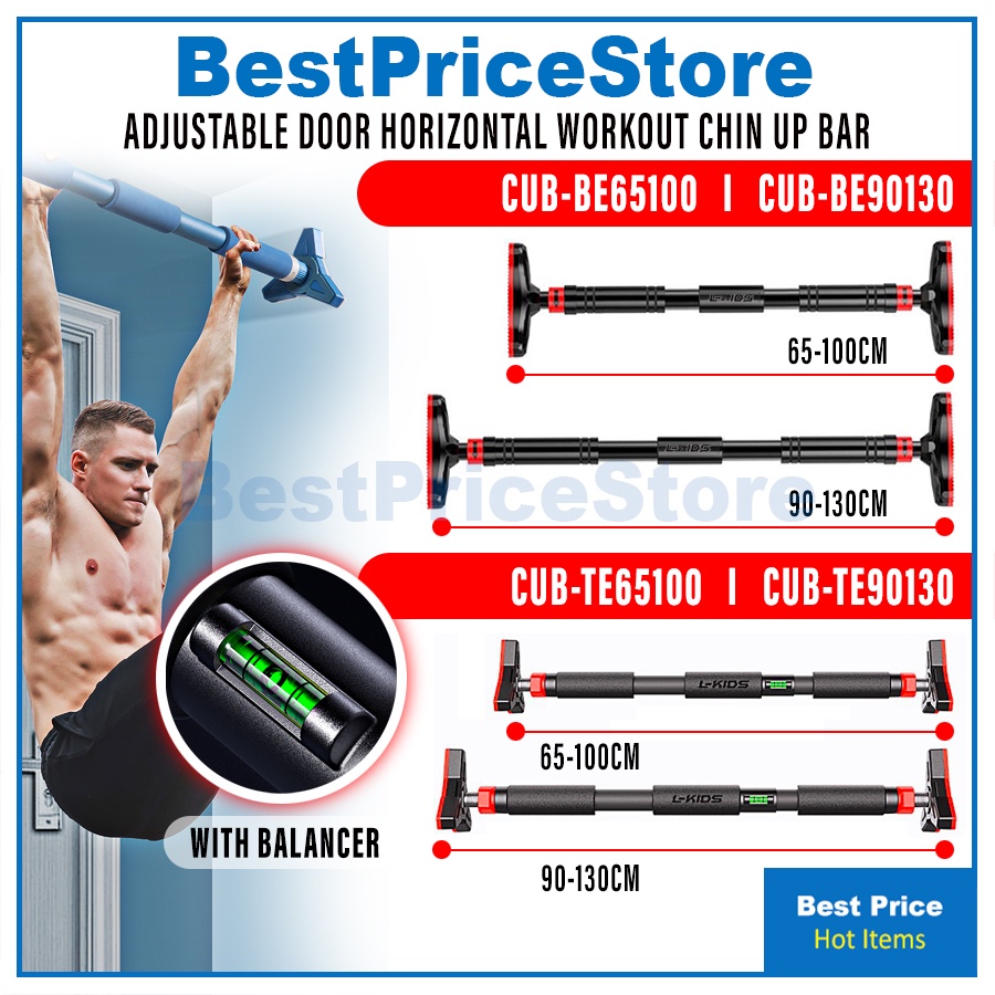 BPS Pull Up Chin Up Door 400kg Gym Grade Bar 65-100cm 90-130cm Triangle ...