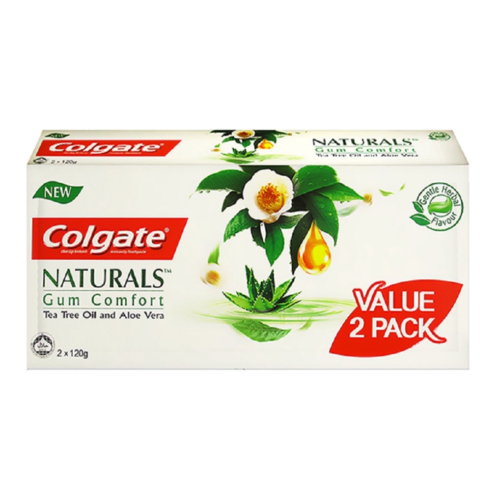 Colgate Toothpaste Naturals Gum Comfort Tea Tree Oil & Aloe Vera (120g ...