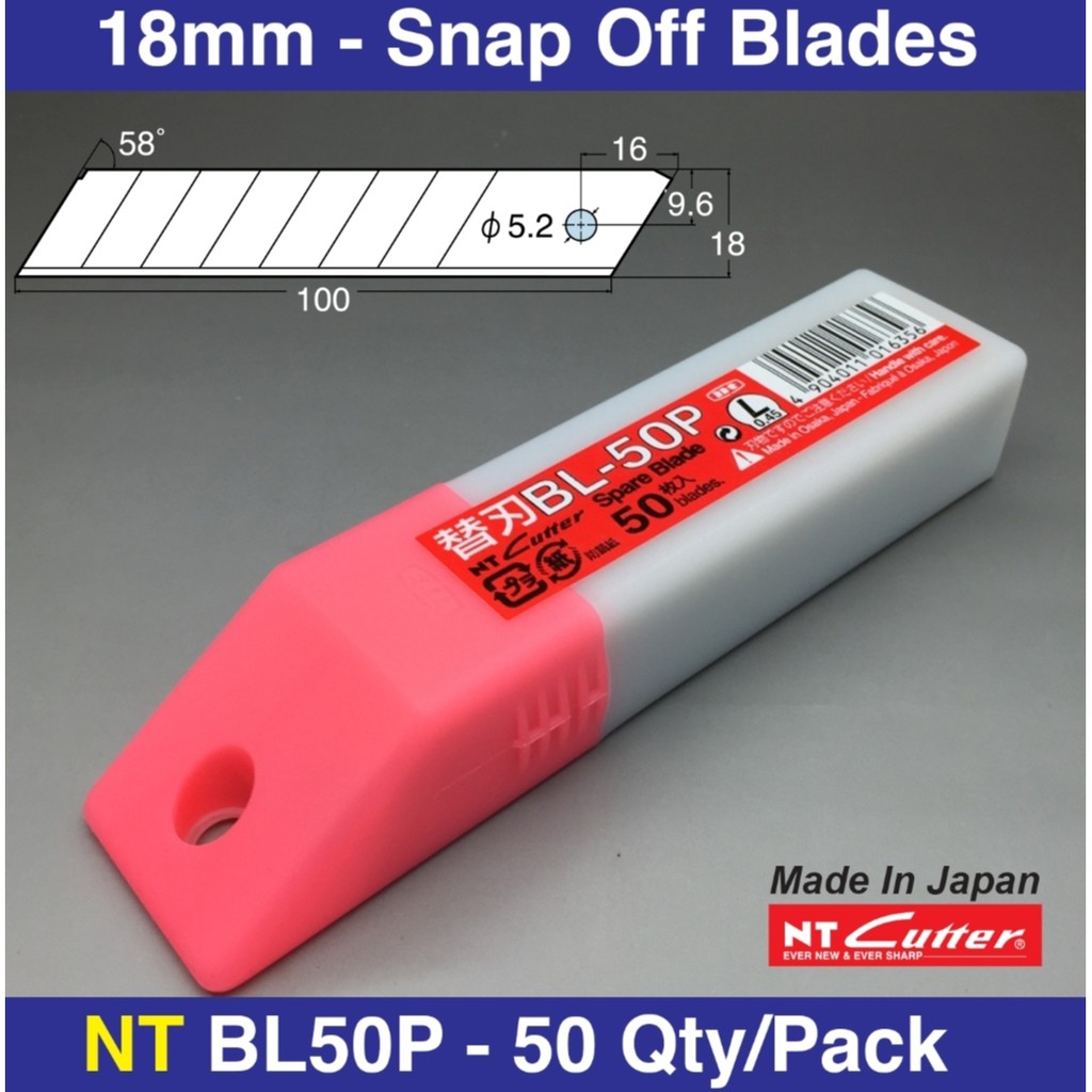 [100% ORIGINAL] NT Cutter Spare Blade BL-50P (50pcs / PACK) MADE IN ...