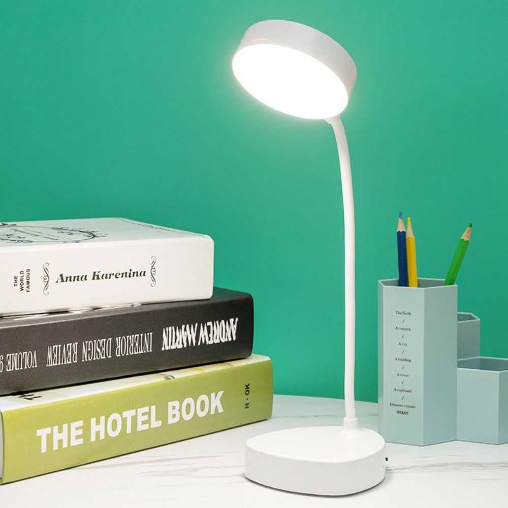 LED Table Lamp Rechargeable Dimmable Three Color Touch Dimming Desk ...