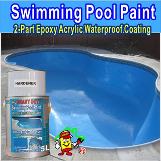BLUE E031 ( 1L ) SWIMMING POOL PAINT 2 PART EPOXY ACRYLIC WATERPROOF ...