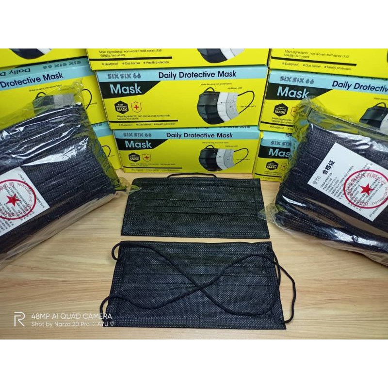 *READY STOCK* HEADLOOP HIJAB FACE MASK FULL BLACK / HITAM MASK 3PLY ...