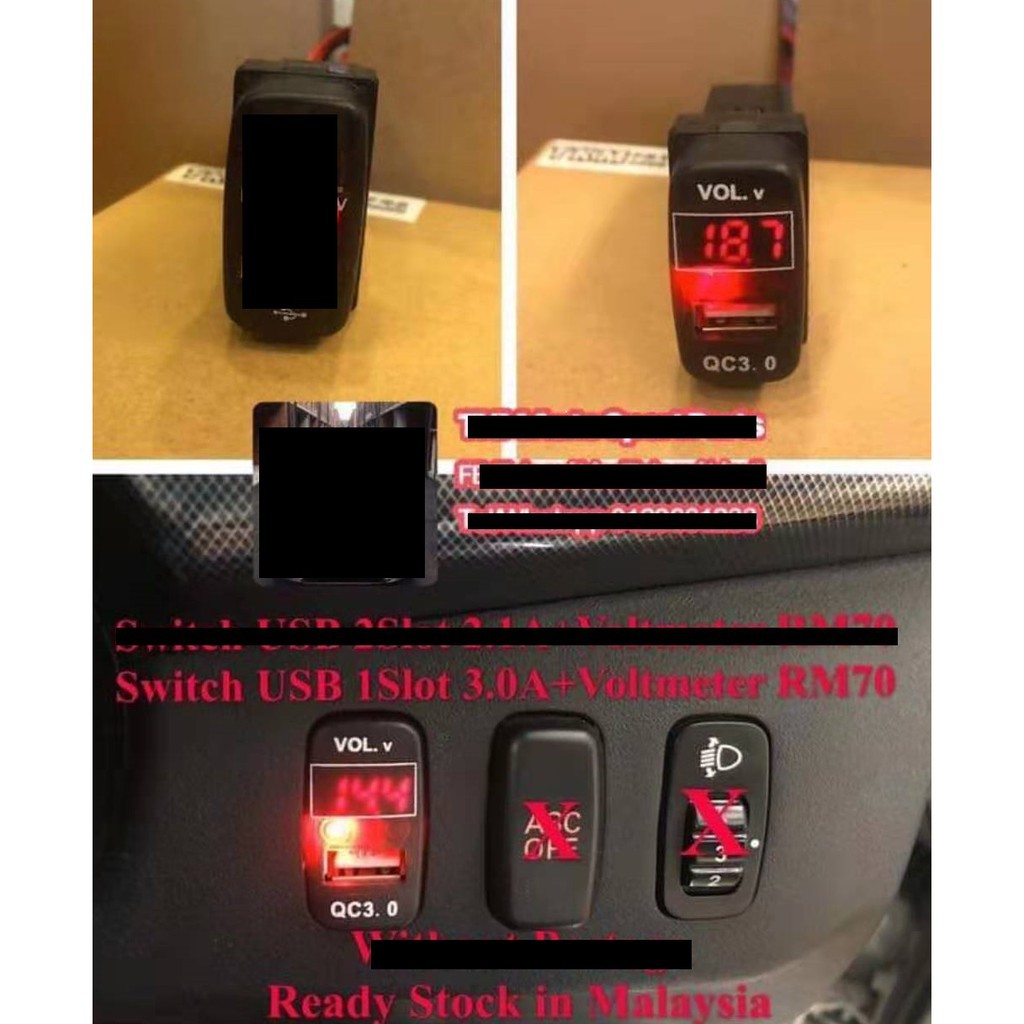 LANCER INSPIRA SWITCH USB 1-SLOT 3.0A+ VOLT METER | Shopee Malaysia