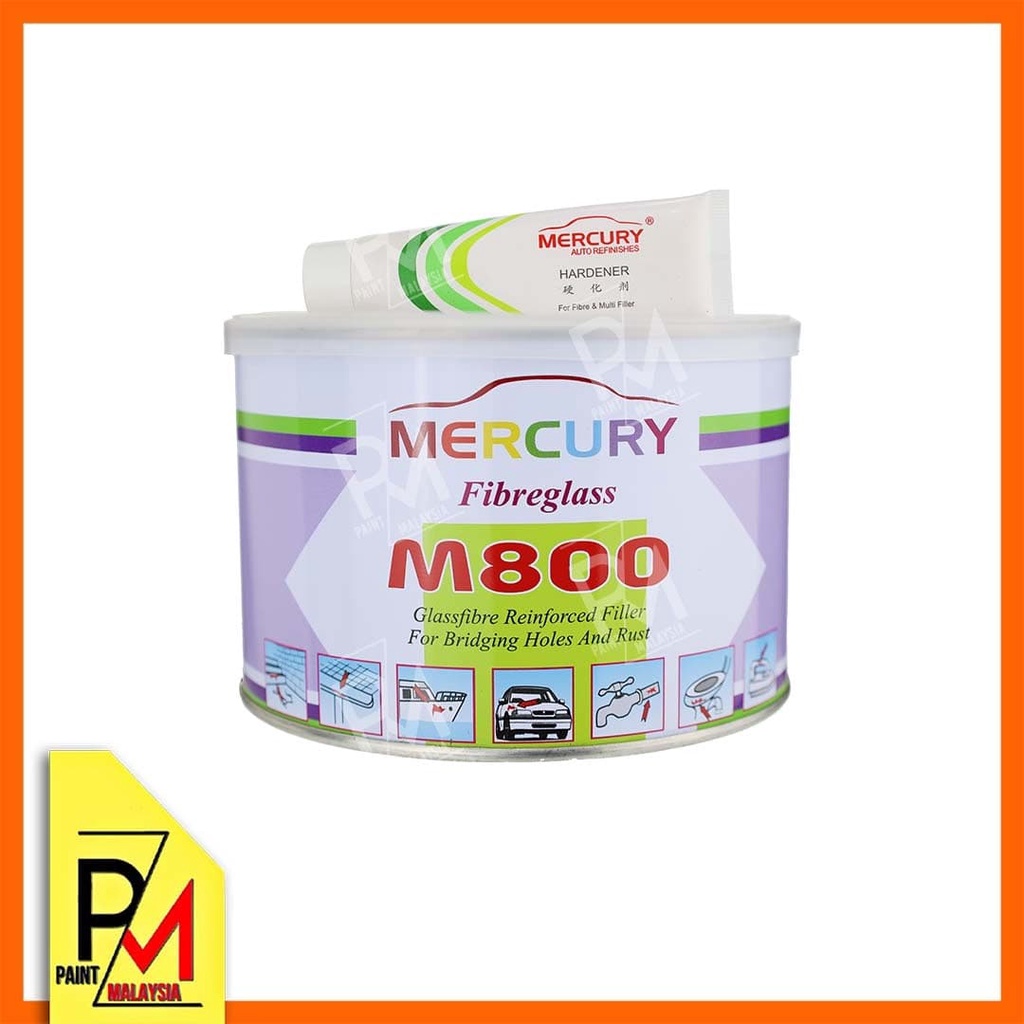 MERCURY M800 Fibreglass With Hardener Soft & Rough 1.25KG & 280G Fibre ...