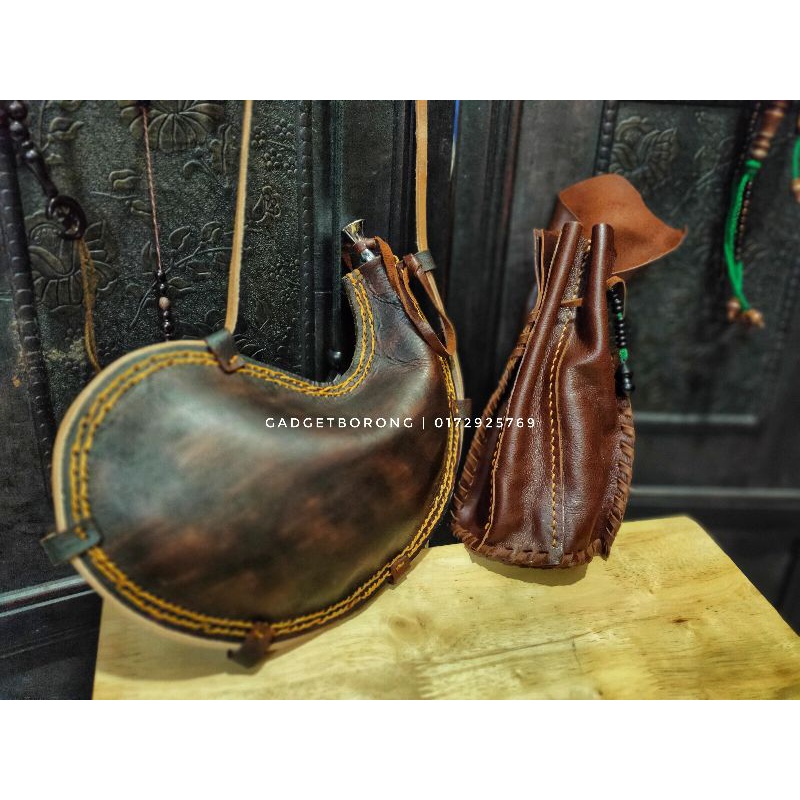 QIRBAH BEG UNCANG KULIT ASLI ORIGINAL HANDMADE BUATAN MALAYSIA BEKAS ...