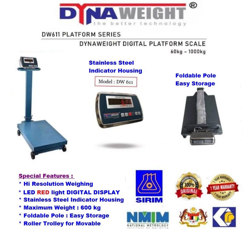 DYNAWEIGHT 600kg Timbang Electronic Platform Scale DW-611 HKT4075 ...