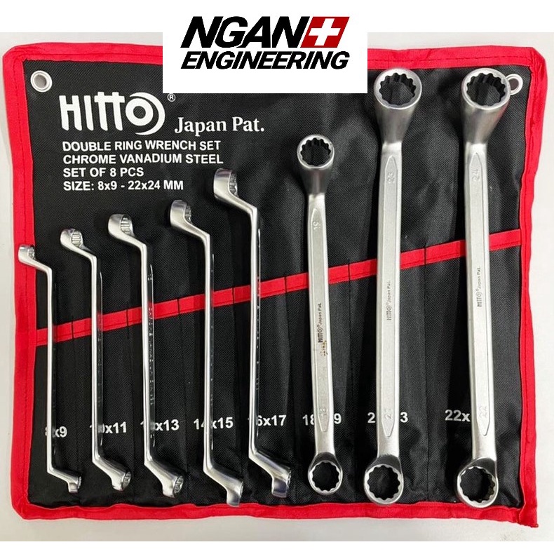 HITTO HEAVY DUTY COMBINATION DOUBLE RING WRENCH SET - 8PCS ORIGINAL ...