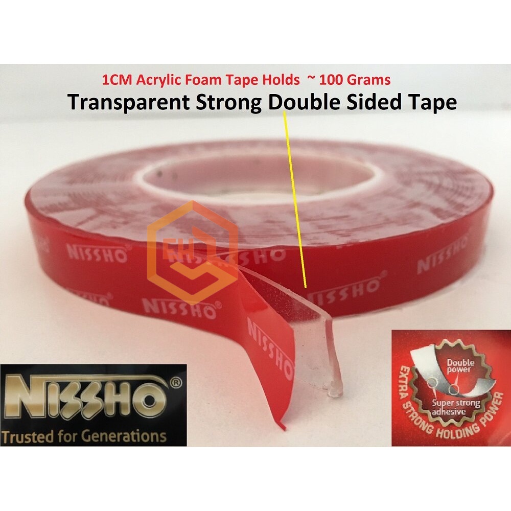NISSHO Ready Stock DOUBLE SIDE TAPE ACRYLIC FOAM 10mm x 8m / Hanger /Double Tape *Ready Stock ...