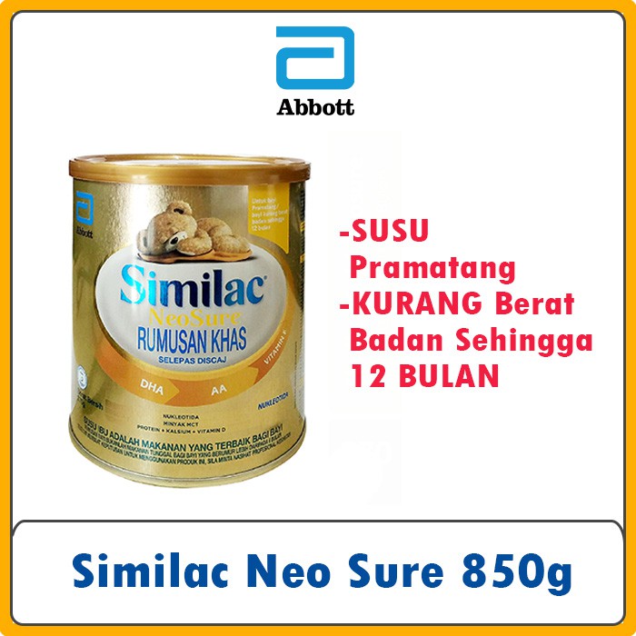 Similac Neo Sure (Susu Pramatang ) Special Formula Preterm 850g DHA,AA ...
