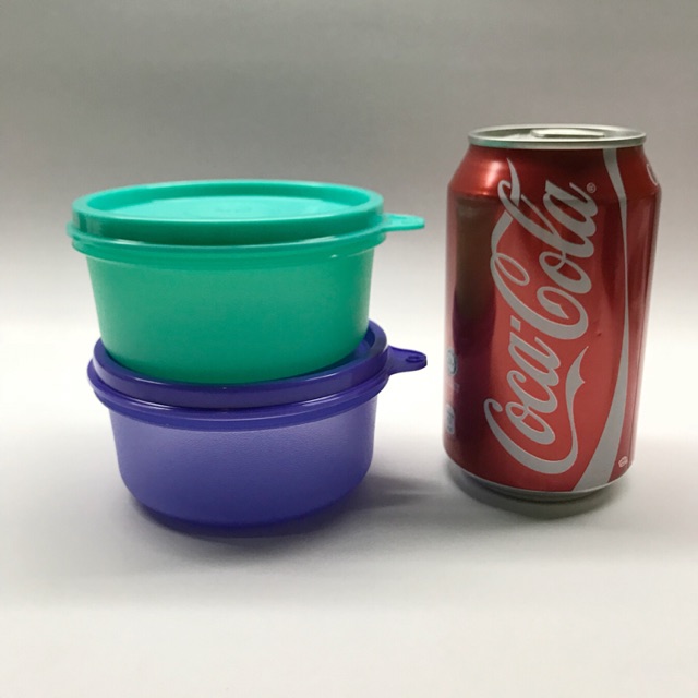 Tupperware Small Round Container 200ml Green/Blue Airtight Liquid tight ...