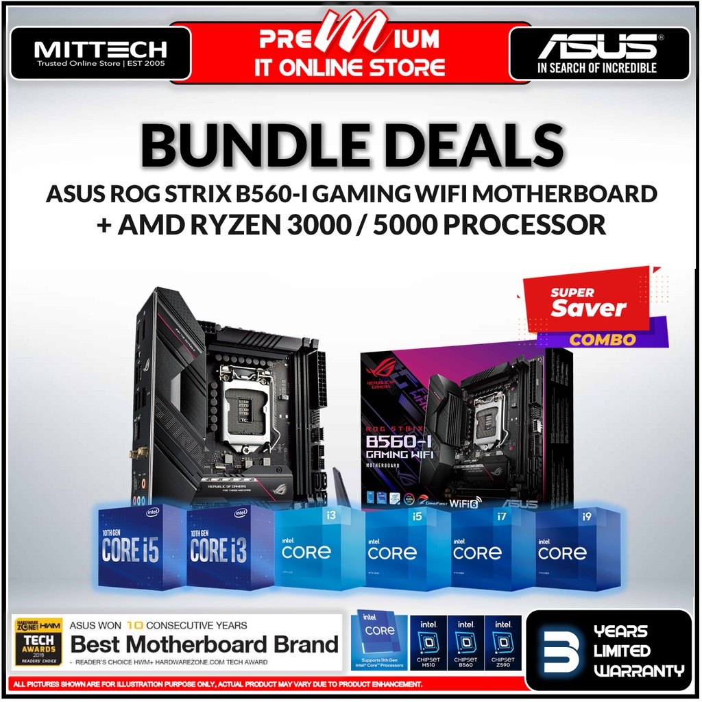 Asus ROG STRIX B560-I GAMING WIFI ITX LGA1200 Motherboard + Intel 10th ...