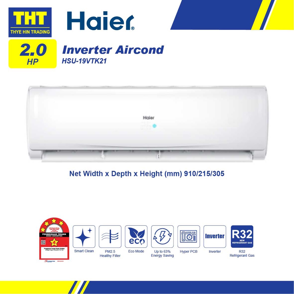 Haier (2.0HP) R32 Inverter Air Conditioner HSU19VTK21 | Shopee Malaysia