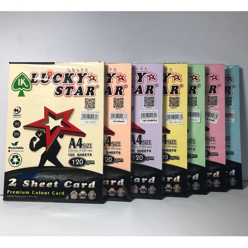 2 Sheet Card 120gsm - Lucky Star (light colors) | Shopee Malaysia