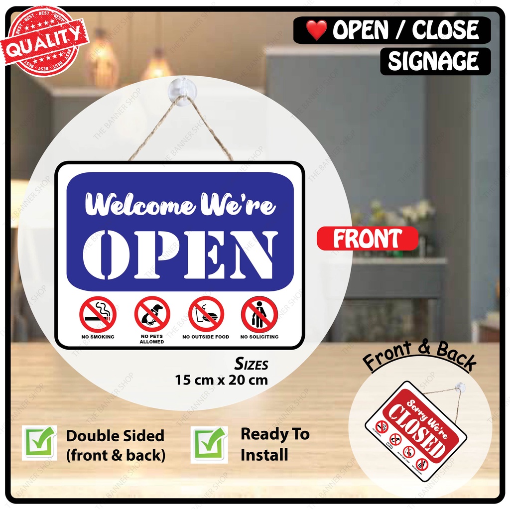 Open Close Sign Signage, 2 in 1 Open Double Sided for Shops, We're Open ...