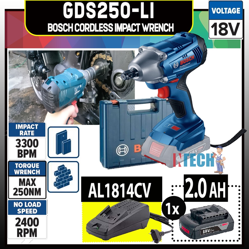 BOSCH GDS250-LI / GDS250LI PROFESSIONAL CORDLESS IMPACT WRENCH (1x ...