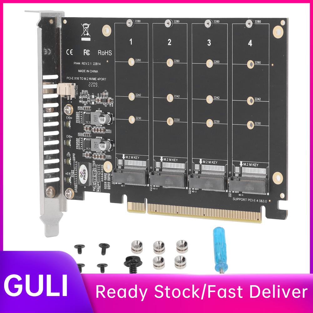Guli M.2 NVME SSD to PCIE X16 Adapter 4 Port High Speed 4x32Gbps Soft ...