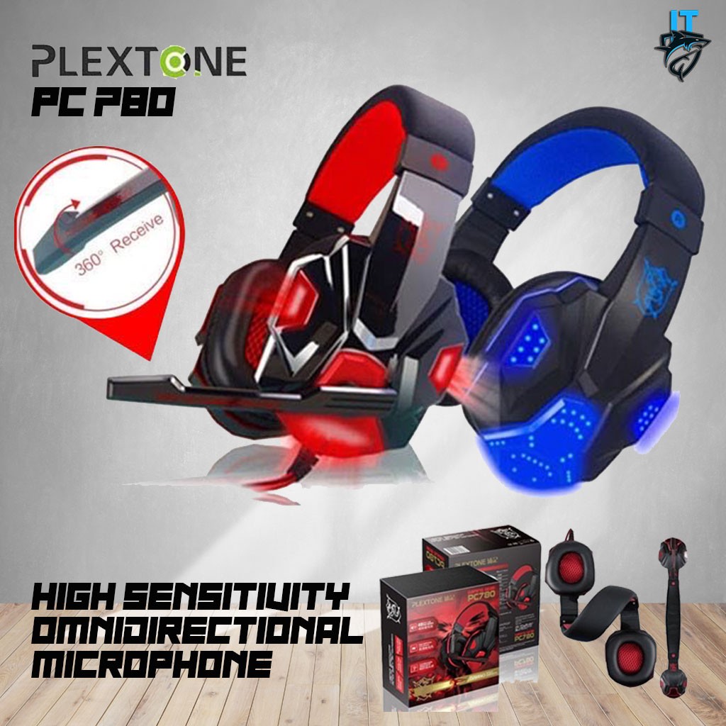 PLEXTONE PC780 Double Bass Gaming Headphones Headsets with HD Mic + LED ...