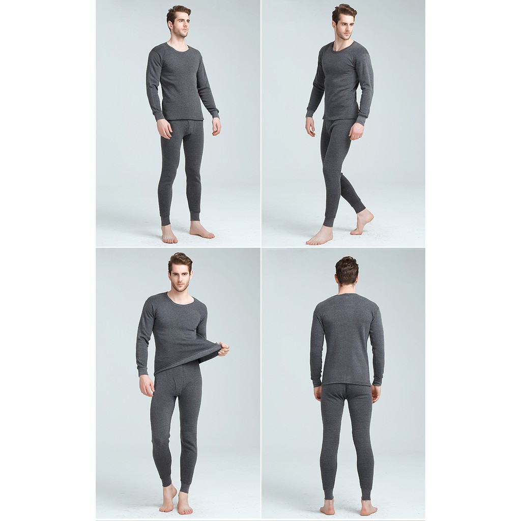 Men Winter Thermal Inner Wear Thickened Modal Long John Set Pakaian ...