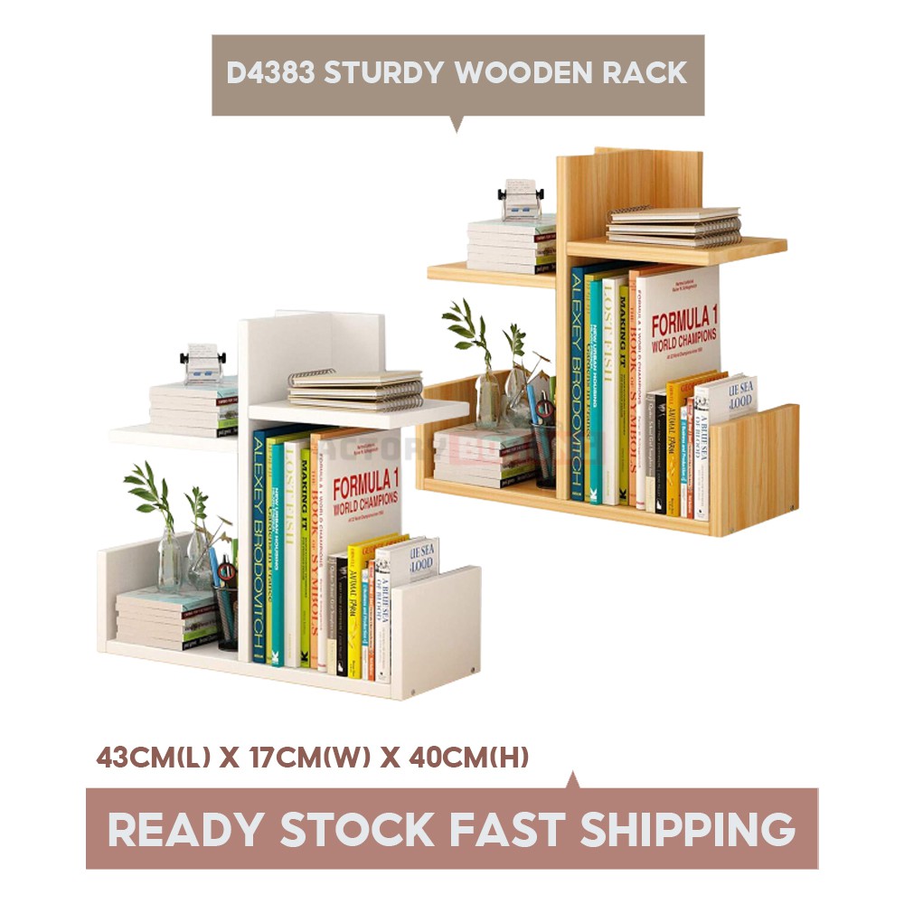 FACTORY BORONG Sturdy Wooden Table Top Book Rack Book Shelf Table ...