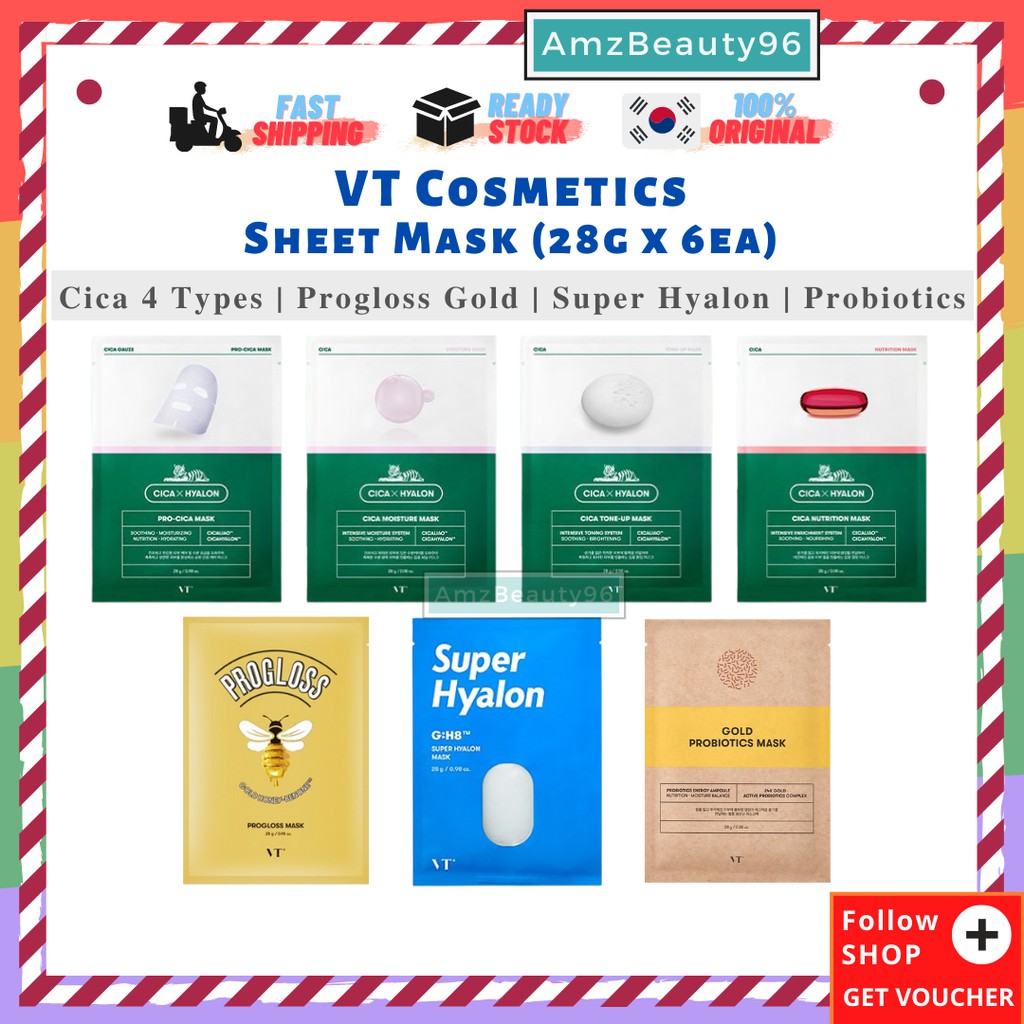 【NEW】VT Pro-Cica Sheet Mask (6ea x 28g) |VT Super Hyalon Mask |VT ...