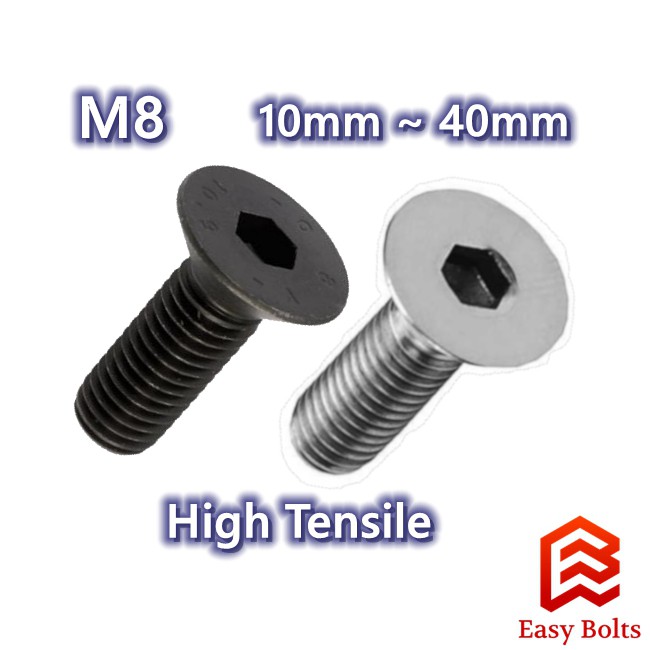 HT CSK Allen Screw - M8 x 10mm ~ 40mm (Coarse Thread Pitch 1.25mm ...