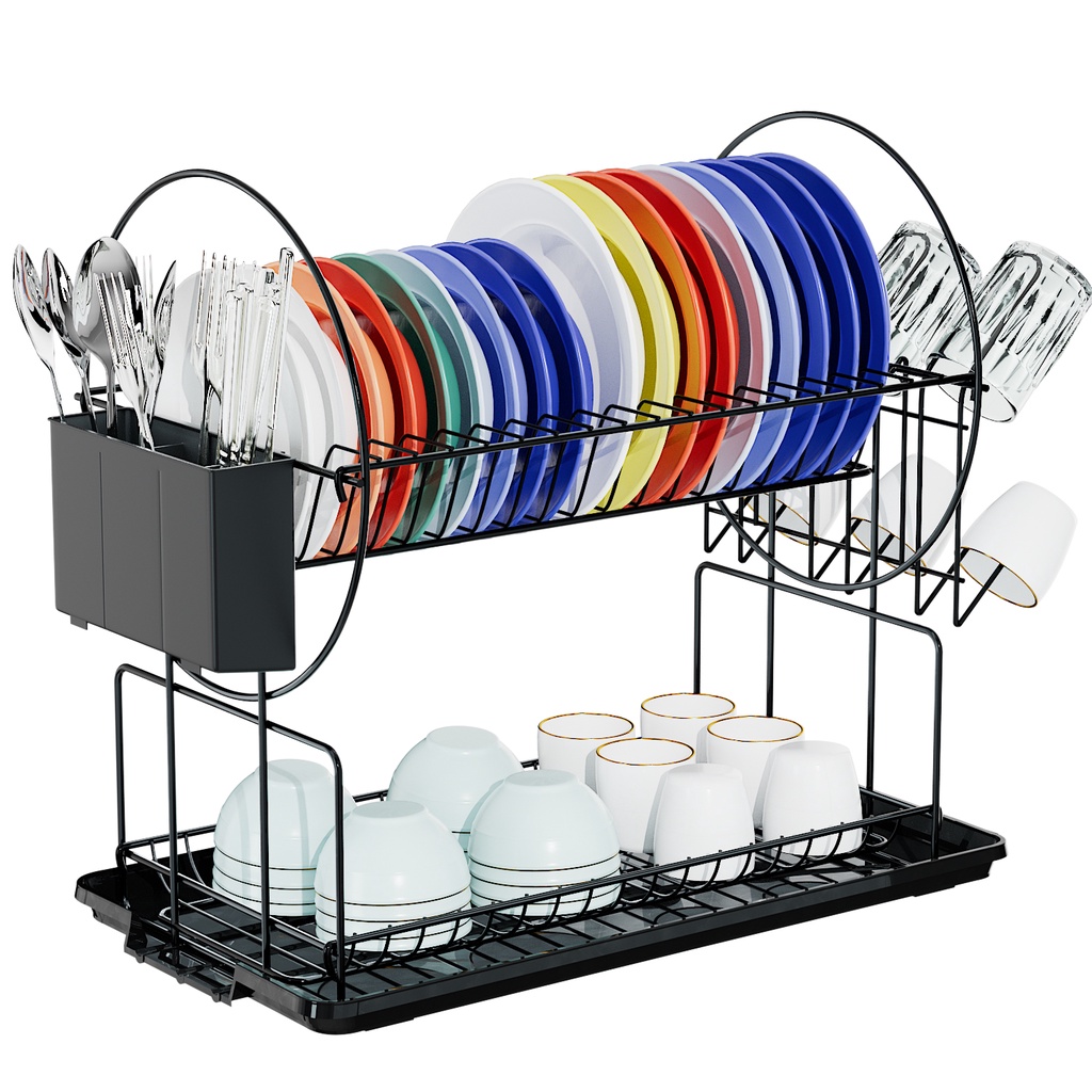 2 Layer Dish Rack Rak Pinggan Rak Sinki Dish Drainer Storage Rack With ...