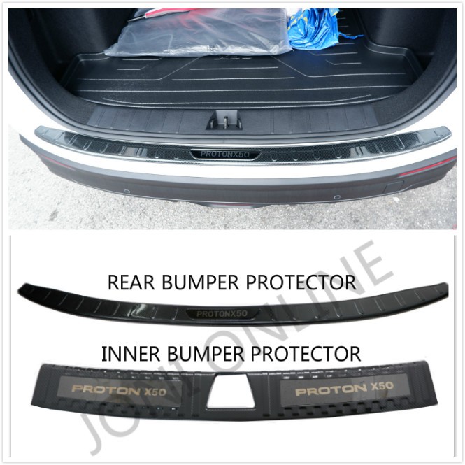 Proton X50 steel rear bumper guard protector with logo and inner bumper ...