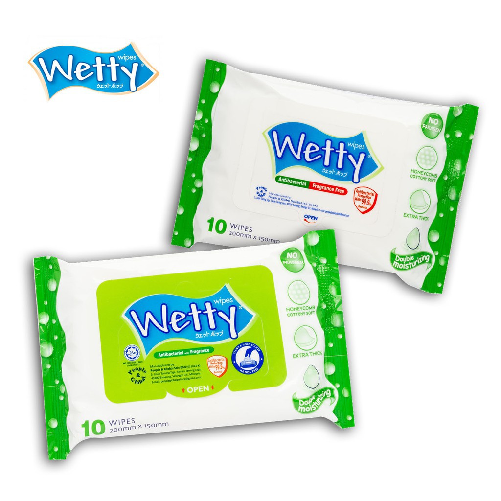 Wetty Antibacterial Sanitizer Wet Wipes 10's | Shopee Malaysia